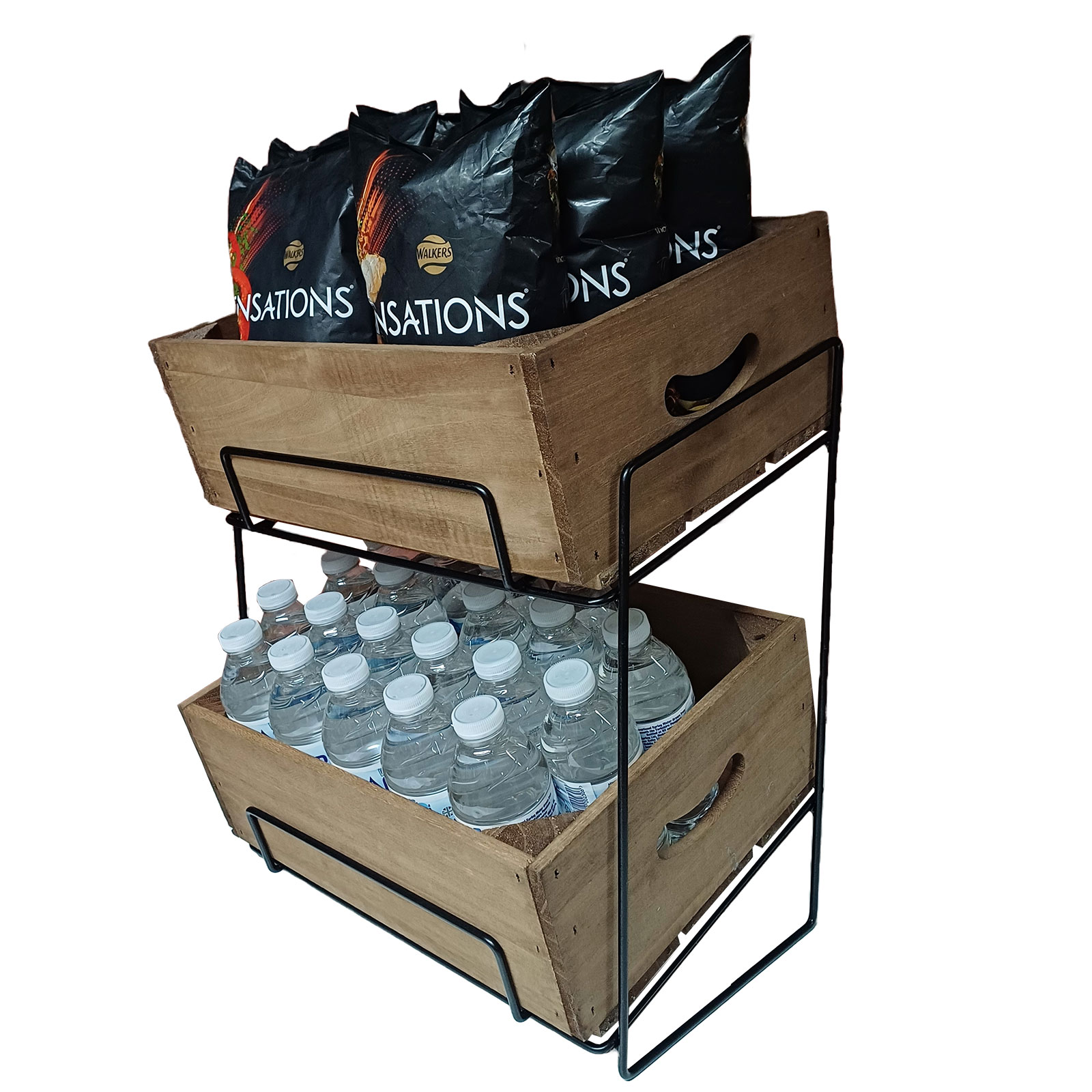 Counter Bushel Box Stand With Black Wire Stand & 2 x Hambledon Oak ...