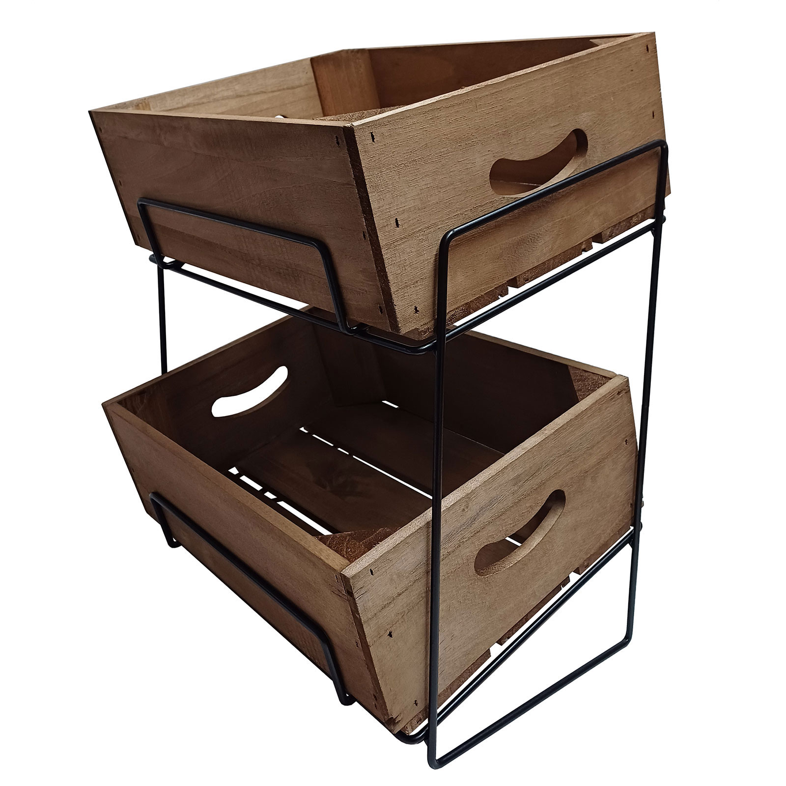 Counter Bushel Box Stand With Black Wire Stand & 2 x Hambledon Oak ...