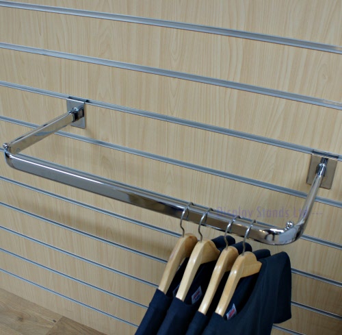 Slatwall D Bar Clothing Hanging Rail 600mm in Chrome (J35)