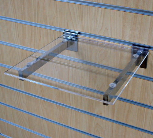 Slatwall Acrylic Square Flat Shelf with Brackets (J60/SQ+)