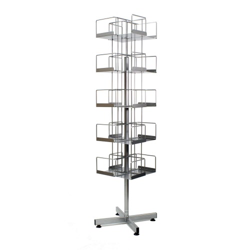 5 Tier Rotating 20 Bay Multi Spinner in Silver for Books, Napkins ...