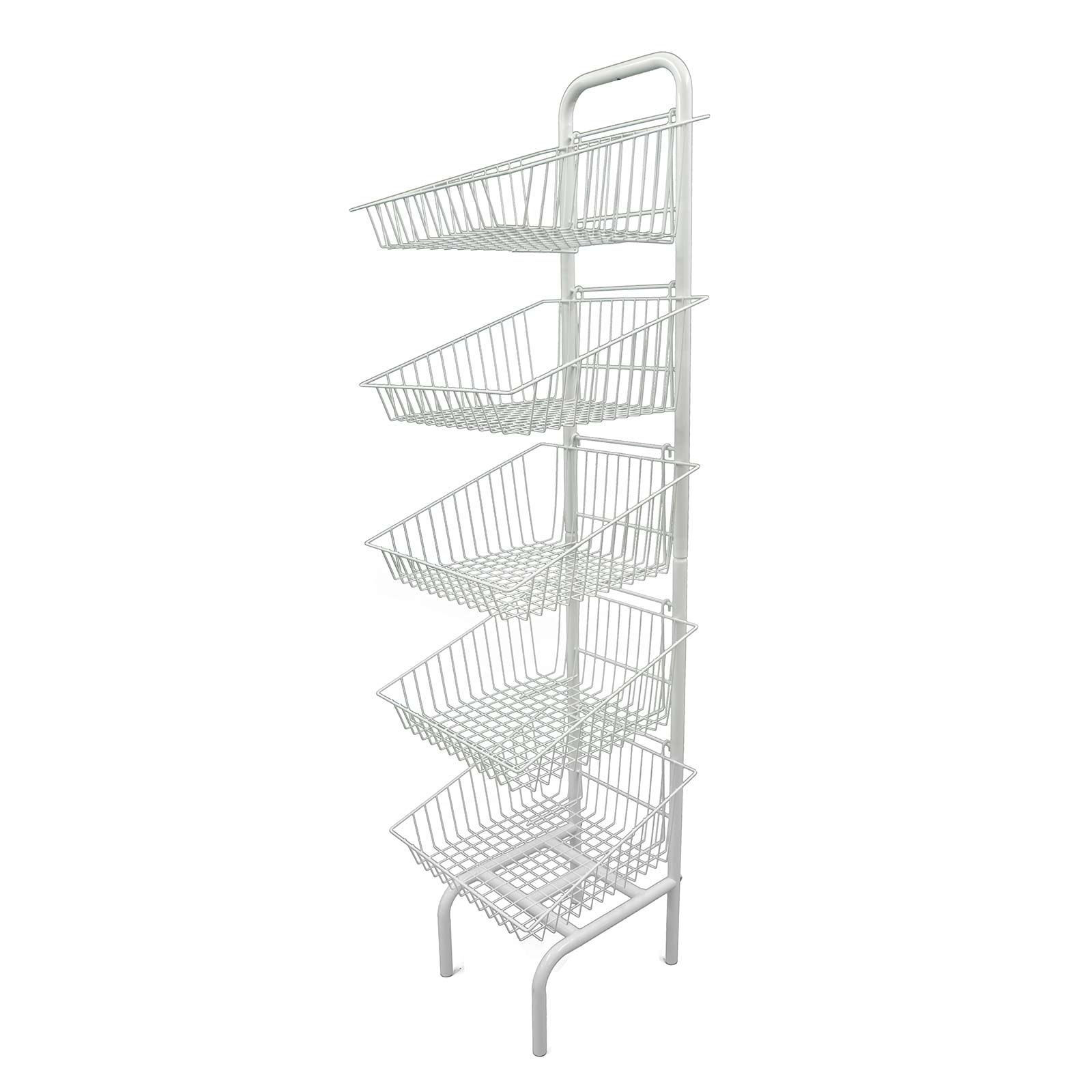 Basket Stand - 5 Tier in White for Bread, Crisps, Snacks (Q5)