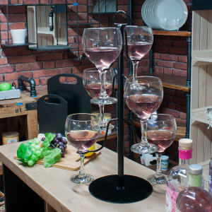 Cocktail & Gin Glass Tree in Black - Holds 6 Glasses (K150)